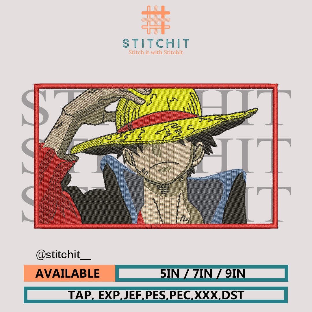Monkey D. Luffy - ONE PIECE embroidery design, anime embroidery design ...