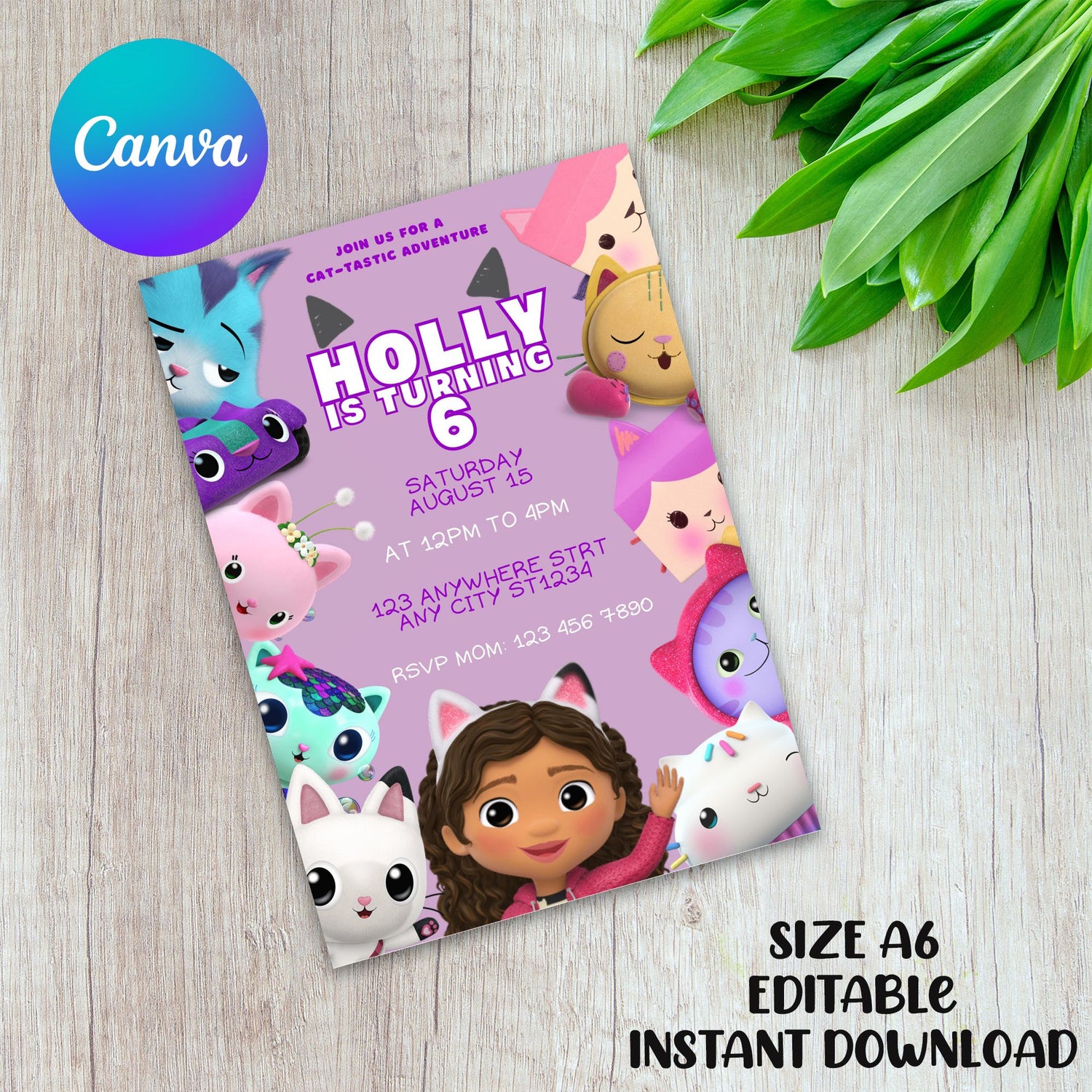 Gabby's Dollhouse Birthday Invitation, Gabby's dollhouse Digital ...