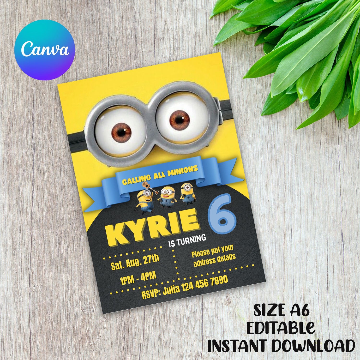 Minions Birthday Invitation, Minions Invitation Template, Editable ...