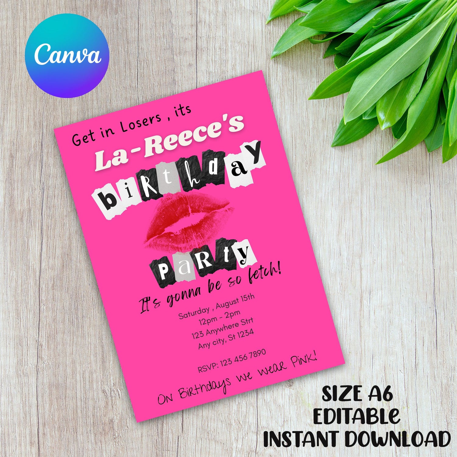 Mean Girls Birthday Invitation, Mean Girls Invitation Template, Mean ...