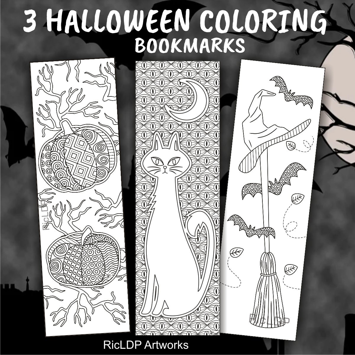 FREE - Halloween Coloring Bookmarks - Payhip