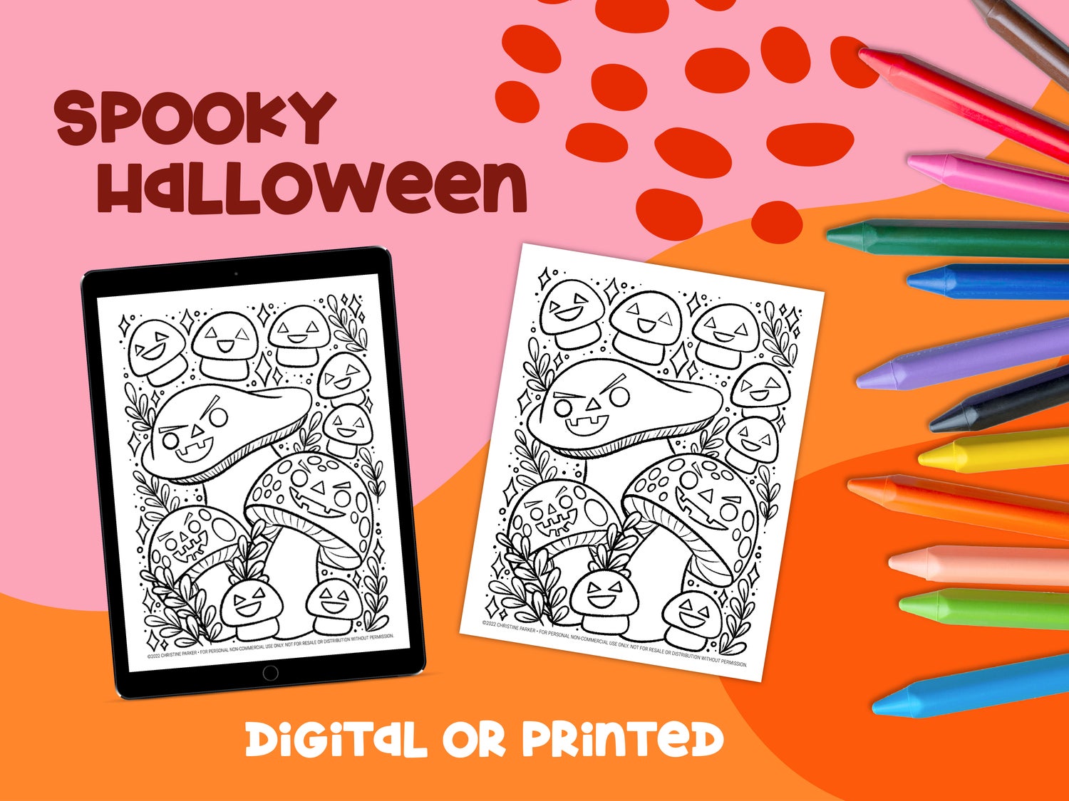 Printable Coloring Pages Spooky Halloween PDFs Bundle to Print and ...
