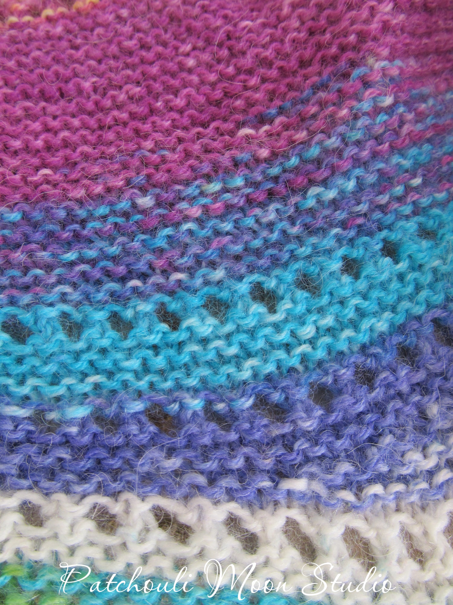 Hand Knit Shawl or Scarf in Bright Variegated Yarn - Payhip