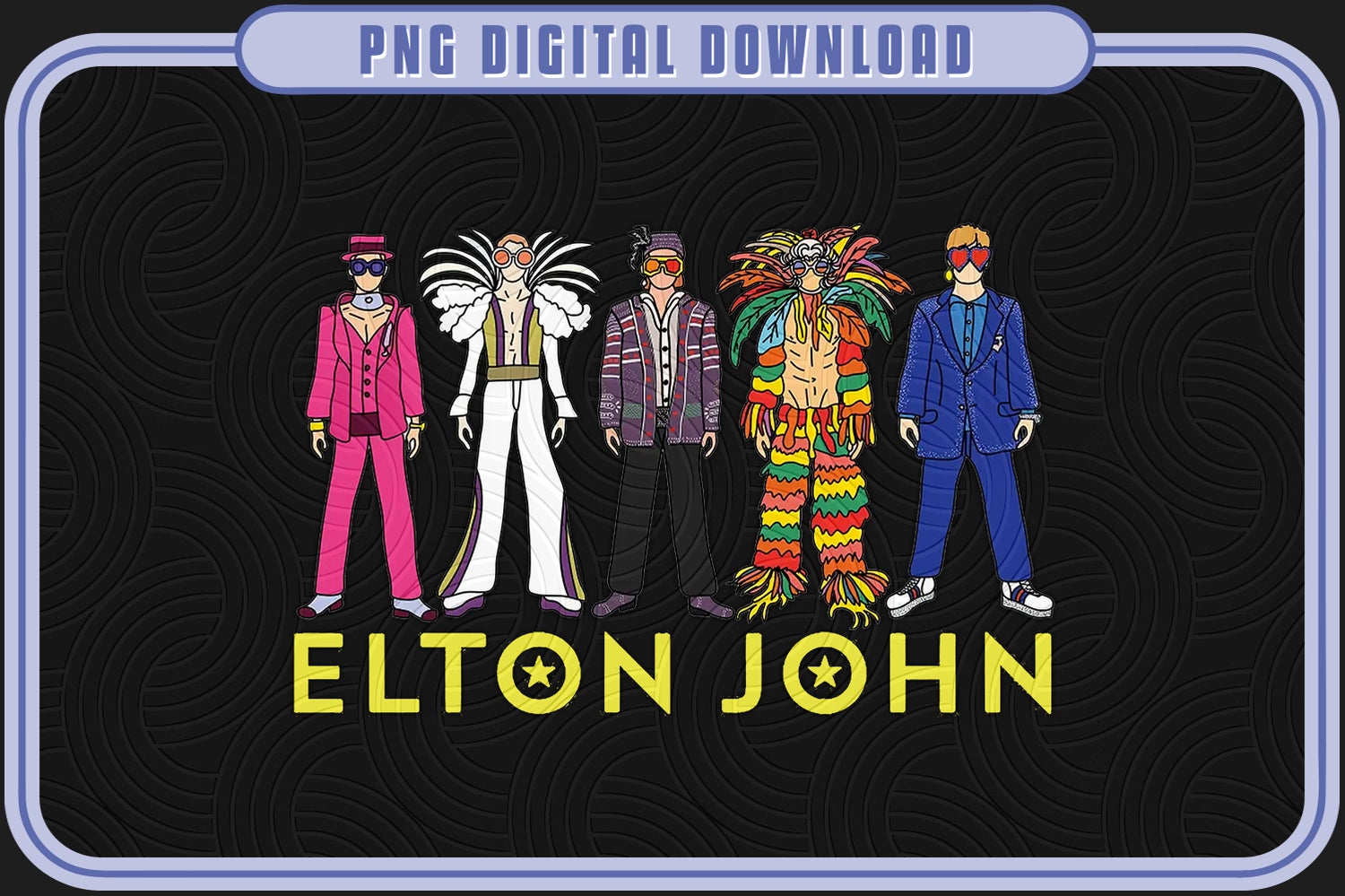Elton John Design, Digital File download, designs for Shirts, Tumbler, Mugs, Stickers, Tote Bags ...