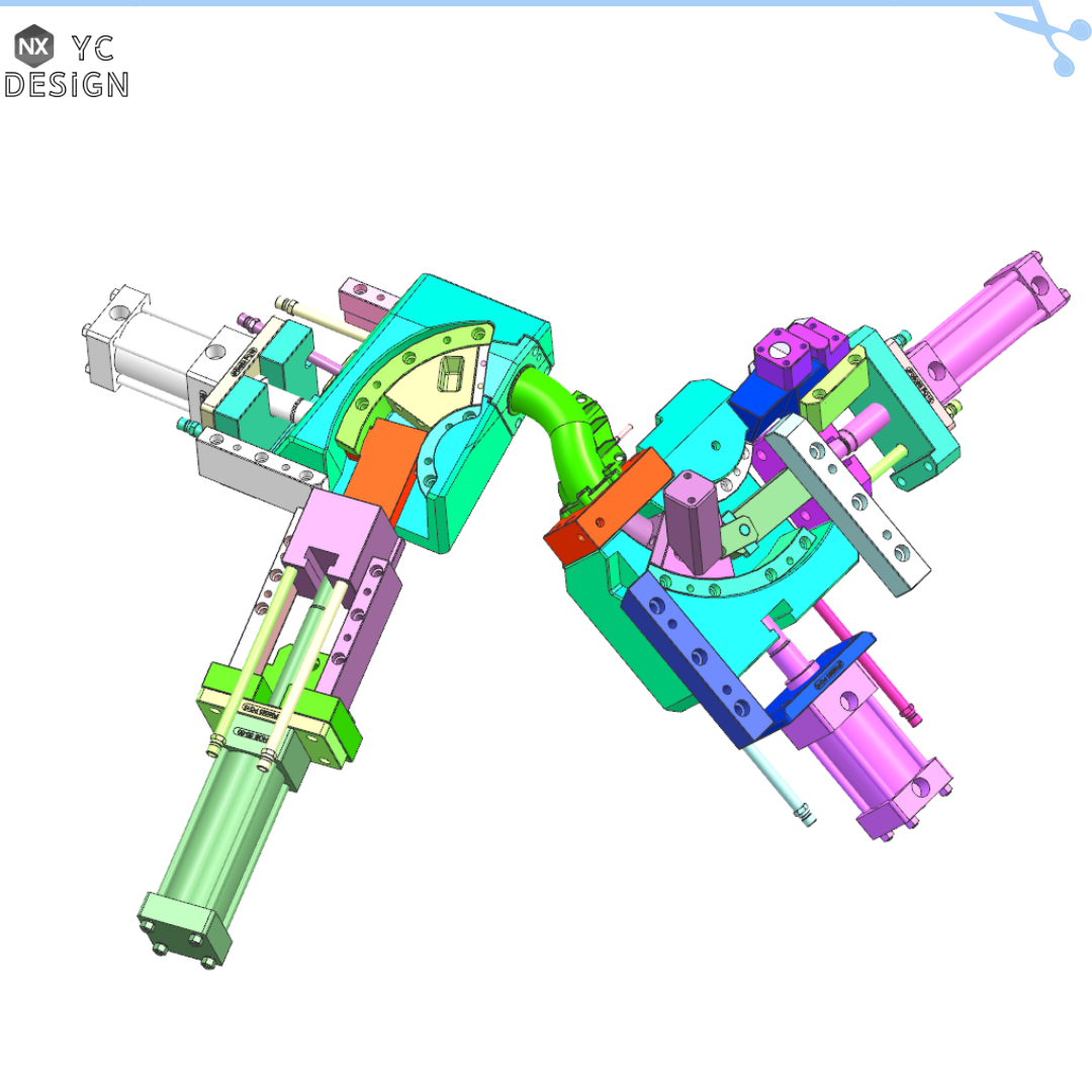 (Injection mold) A pair of elbow mold diagram, which is characterized ...