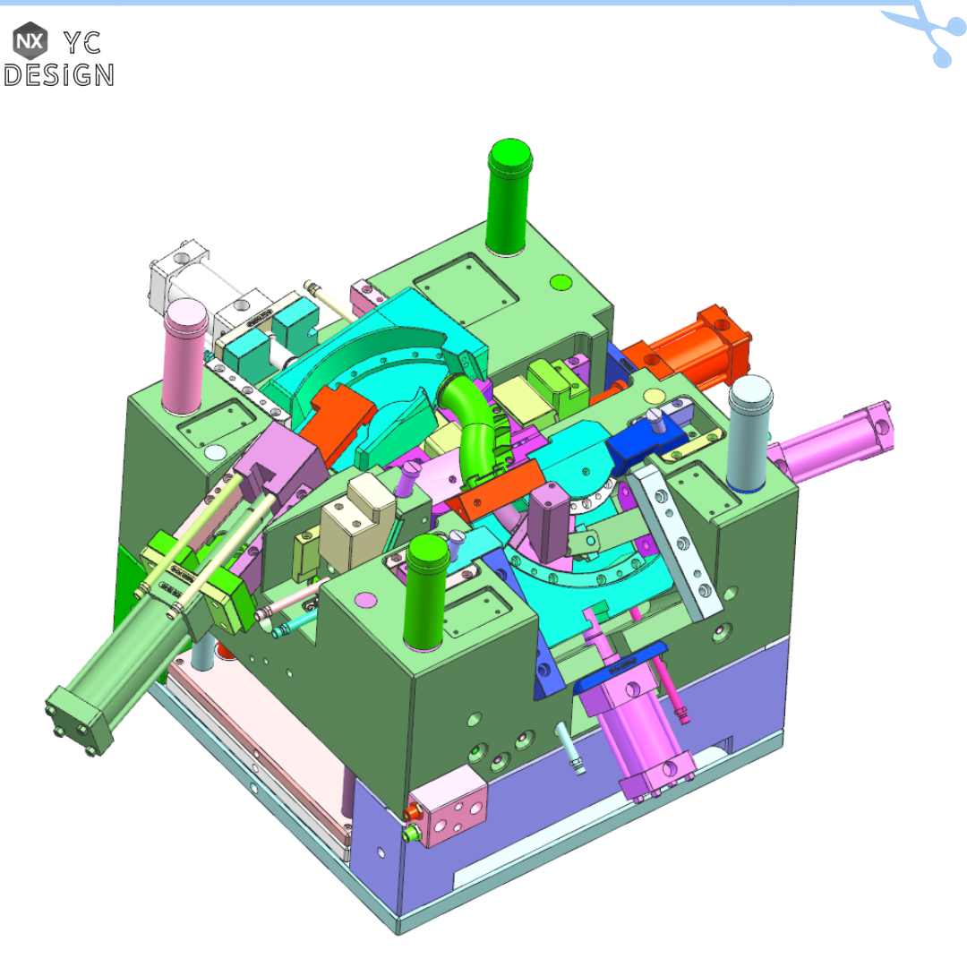 (Injection mold) A pair of elbow mold diagram, which is characterized ...