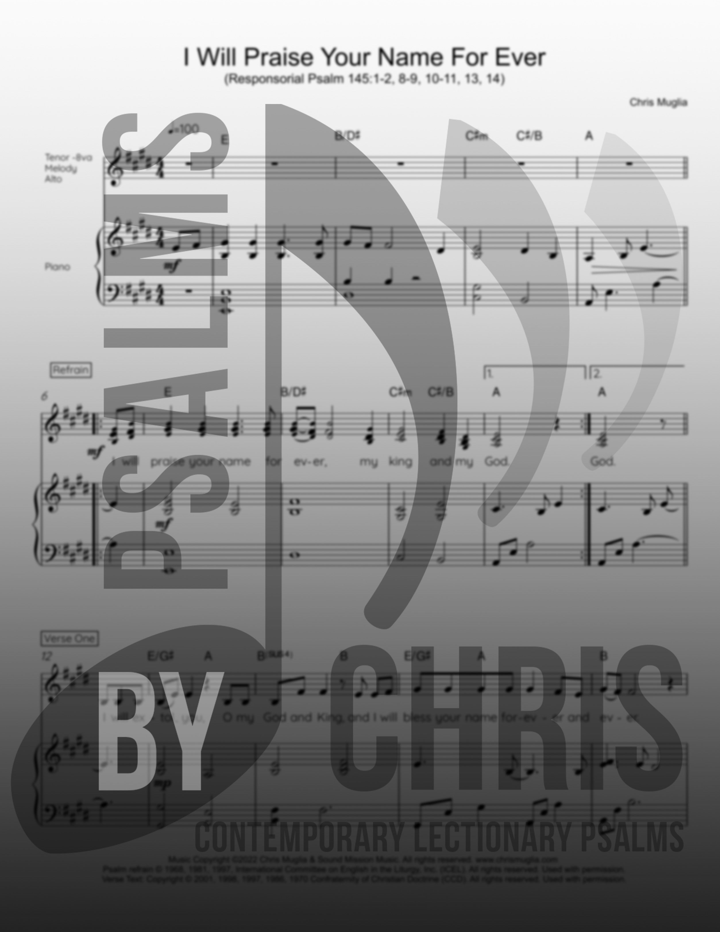 Psalm 145 I Will Praise Your Name Forever Piano Score Payhip