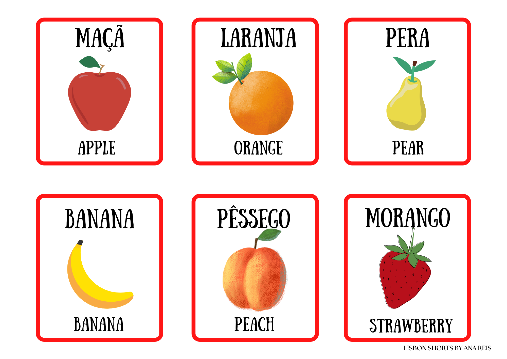 24 Flashcards with Fruits in Portuguese - Payhip