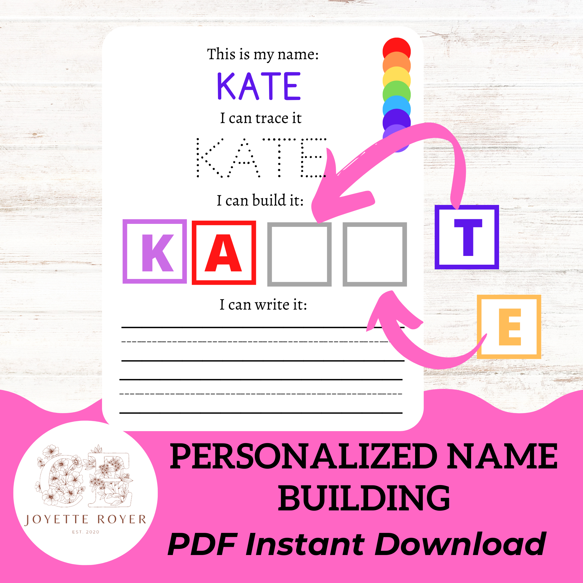 Personalized Name BUILDING Practice Activity Printable - Payhip