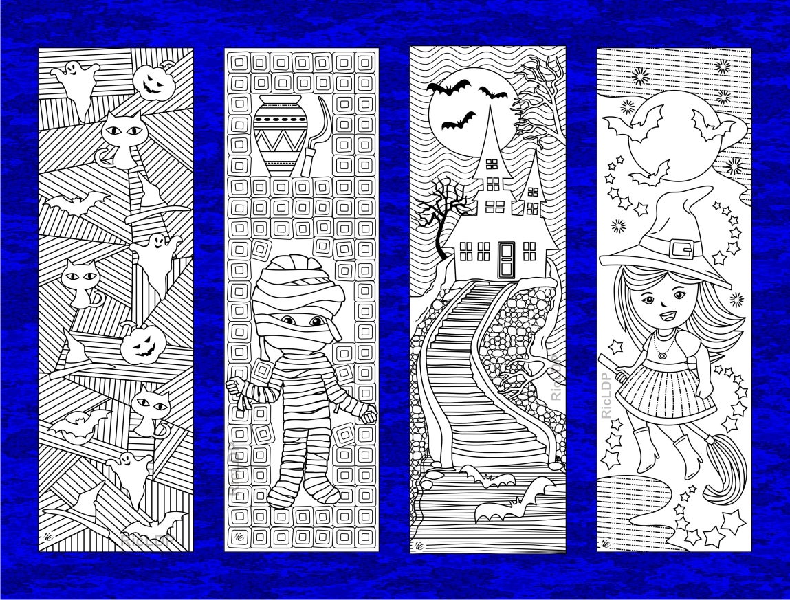 4 Halloween Coloring Bookmarks Set A - Payhip