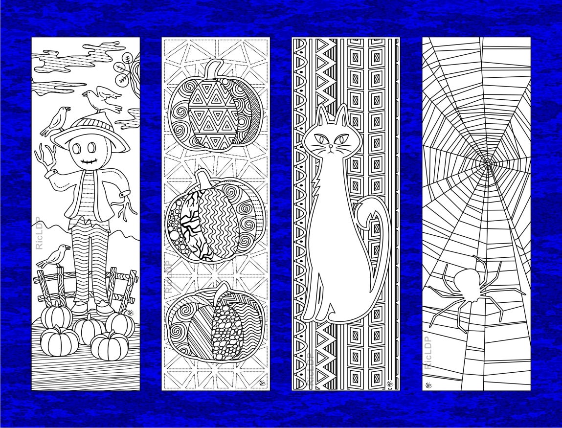 4 Halloween Coloring Bookmarks Set B - Payhip