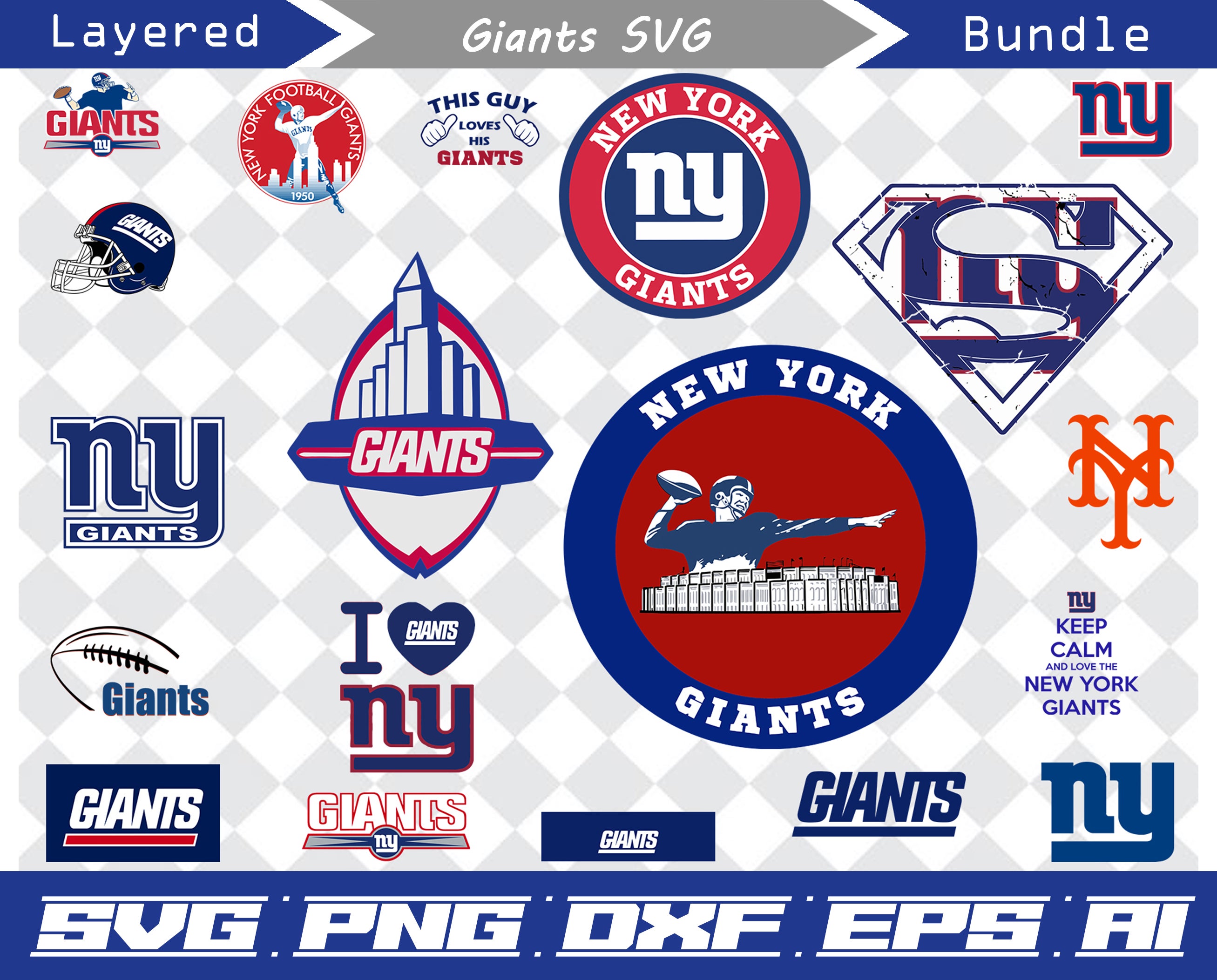 New York Giants SVG, PNG, DXF, EPS, AI, Giants SVG, New York Giants Cut ...