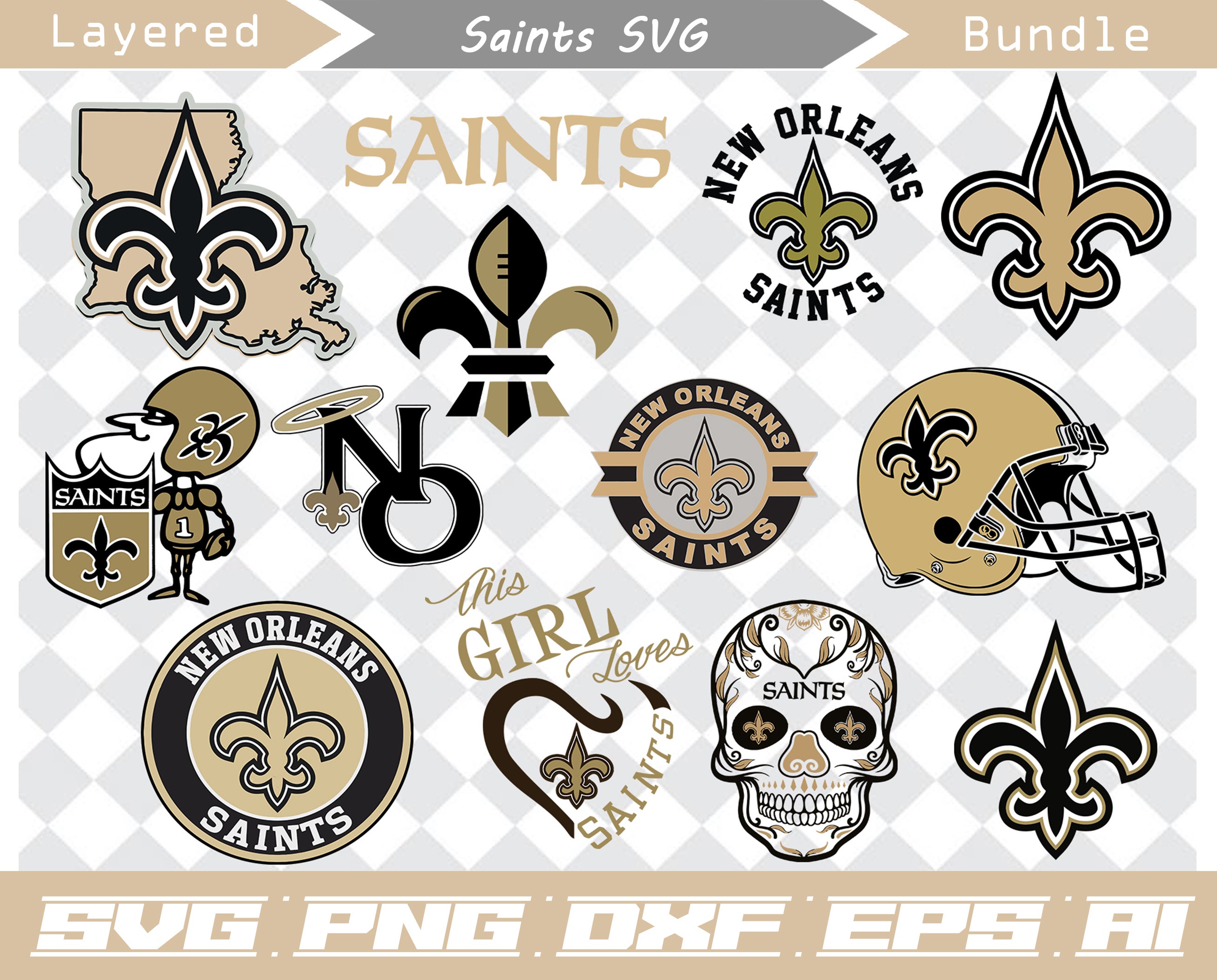 New Orleans Saints SVG, PNG, DXF, EPS, AI, Saints SVG, New Orleans ...