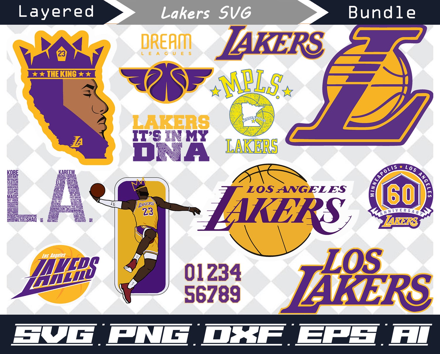 Los Angeles Lakers SVG, PNG, DXF, EPS, AI, Lakers SVG, Los Angeles ...