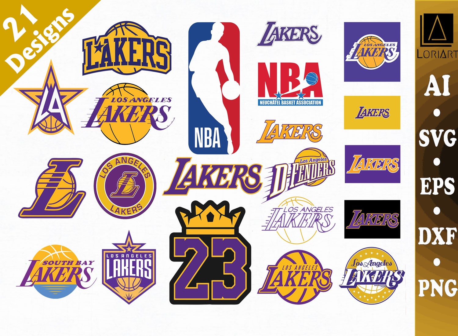Los Angeles Lakers SVG, PNG, DXF, EPS, AI, Lakers SVG, Los Angeles ...