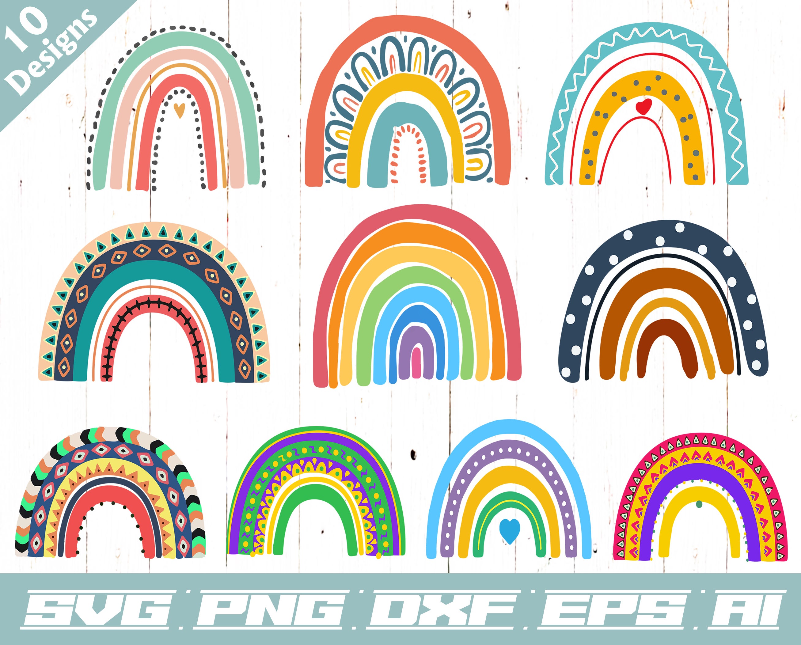 Rainbow SVG, PNG, DXF, EPS, AI, Rainbow SVG, Rainbow Cut files, Rainbow ...