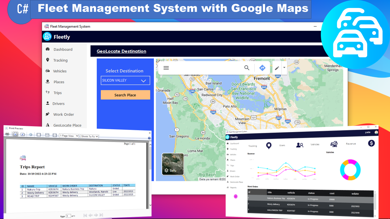 Fleet Management System Windows App with Google Maps ~ C# MySQL - Payhip