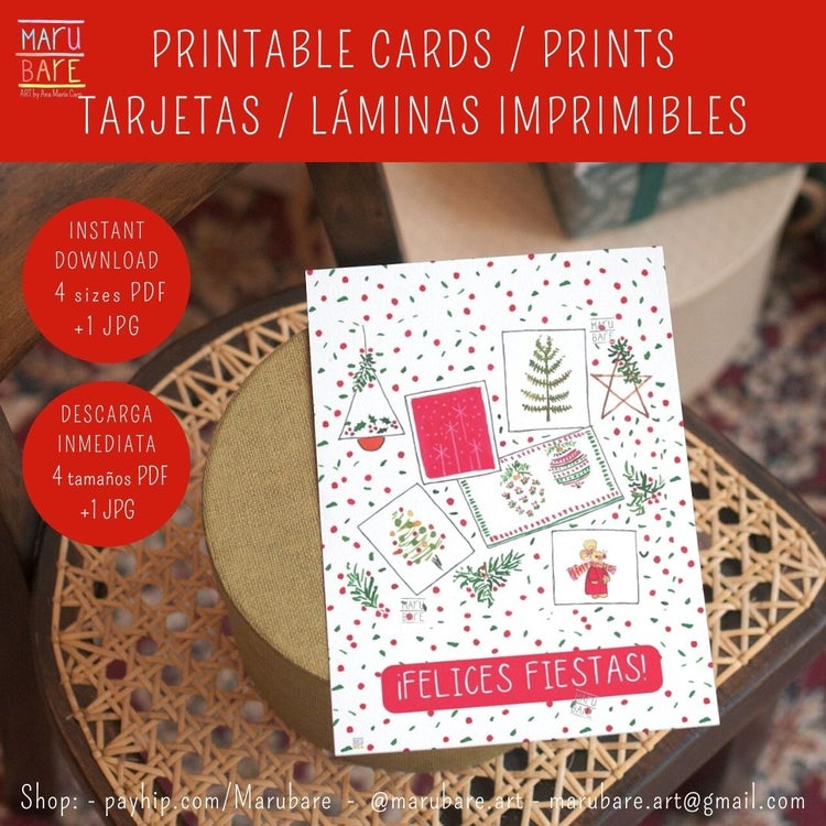 "Abstract Christmas Flowers" folding cards (PDF downloadable files ...