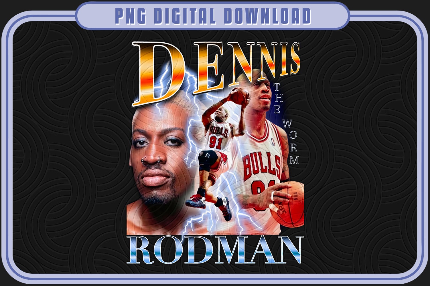 Rodman The worm png, Dennis Rodman Png, Vintage bootleg raptee ...