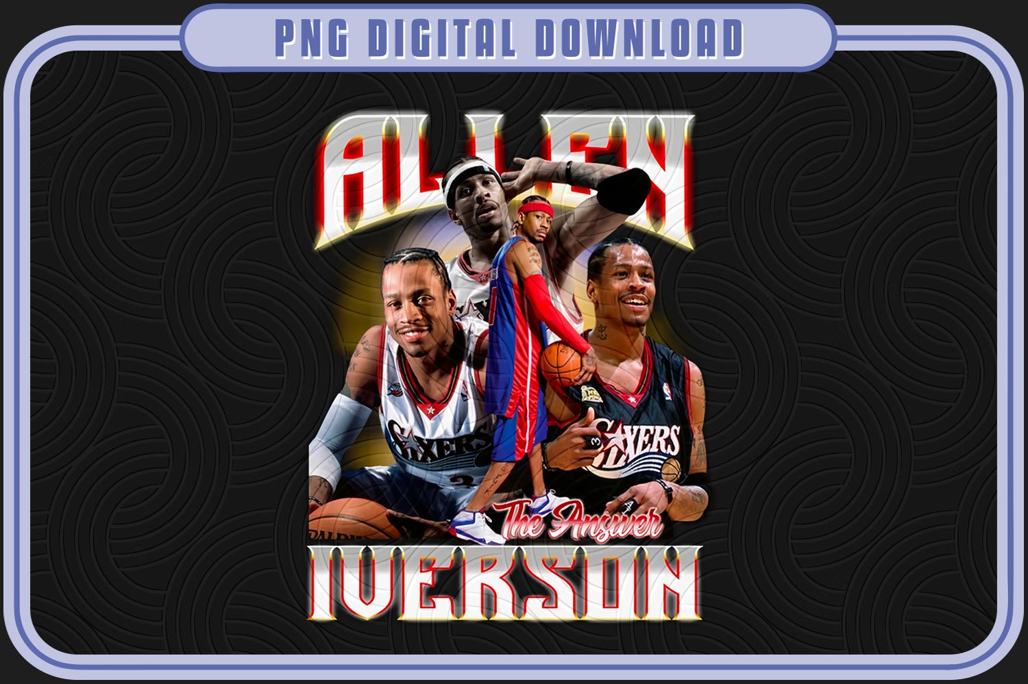 Allen Iverson Bootleg Vintage Shirt png, 90s Shirt png, Printable Rap ...