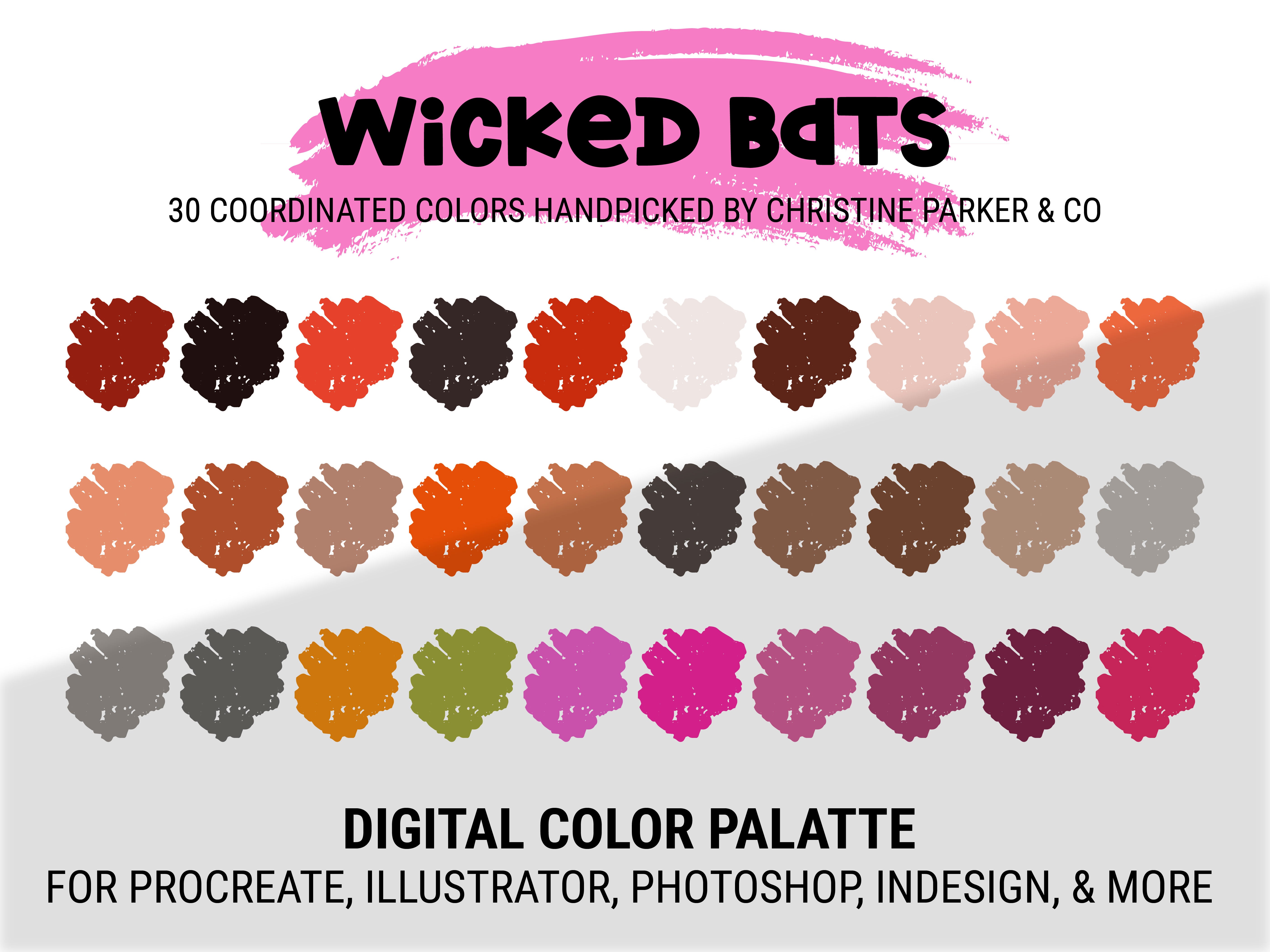Wicked Bats Digital Color Palette for Procreate, Adobe Illustrator ...
