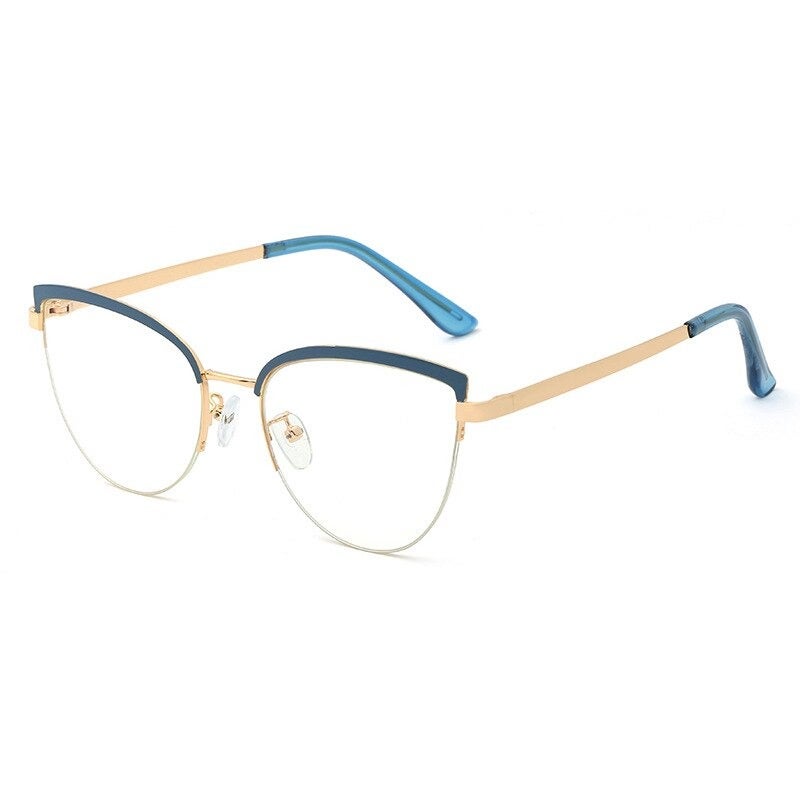 Vintage Cat Eye Anti-blue Light Metal Glasses Frames Women Spectacles Fashion Eyewear Eyeglasses ...