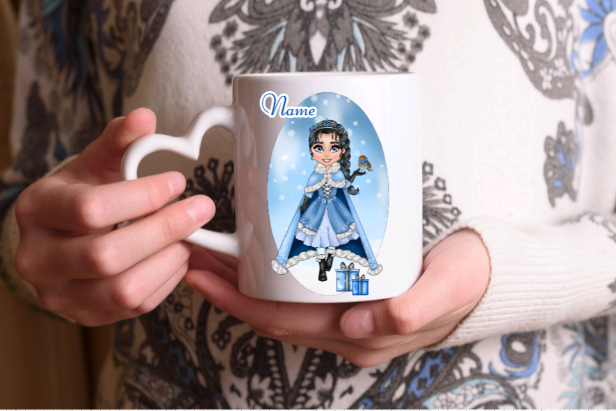 Elsie snow princess mug and matching coaster braided hair - Payhip
