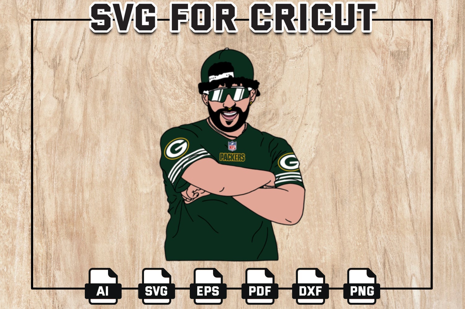 Bad Bunny Packers NFL Svg, Green-Bay-Packers Football Team Svg, Bad ...