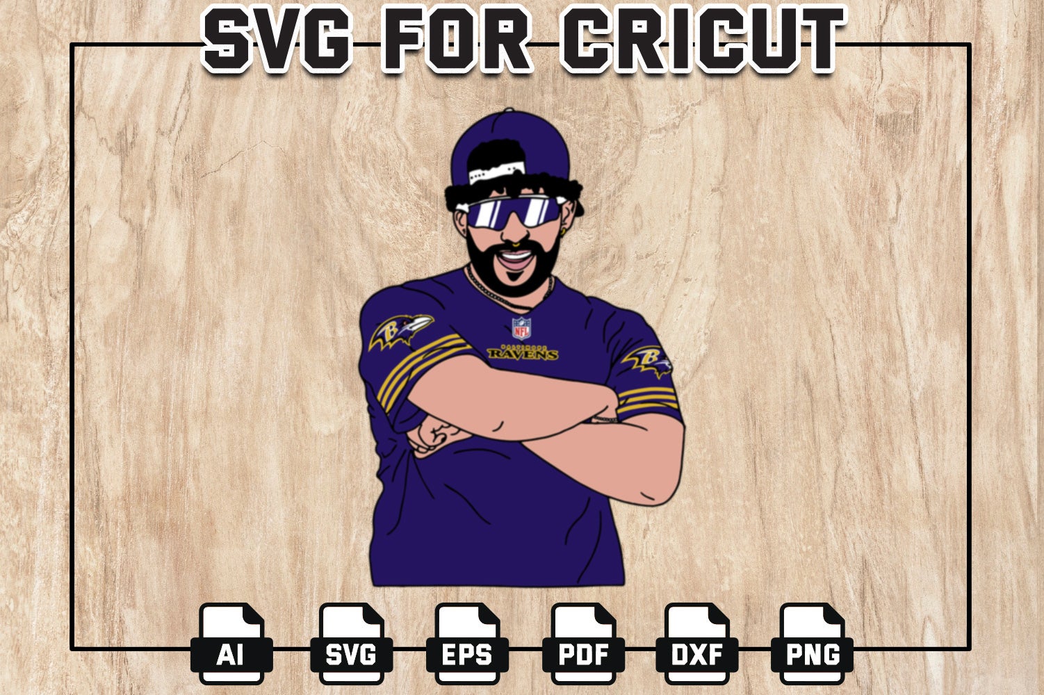 Bad Bunny Ravens NFL Svg, Baltimore-Ravens Football Team Svg, Bad Bunny ...