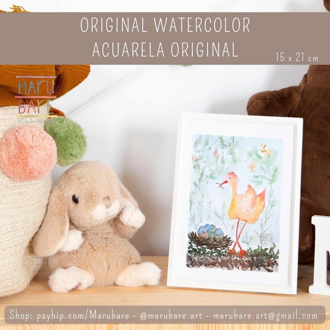 Original watercolor - "Waiting for birth" - Payhip