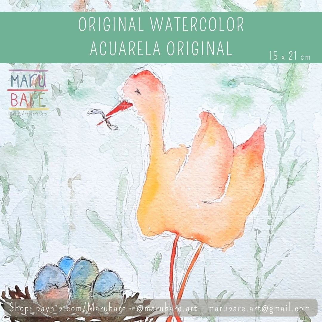 Original watercolor - "Waiting for birth" - Payhip