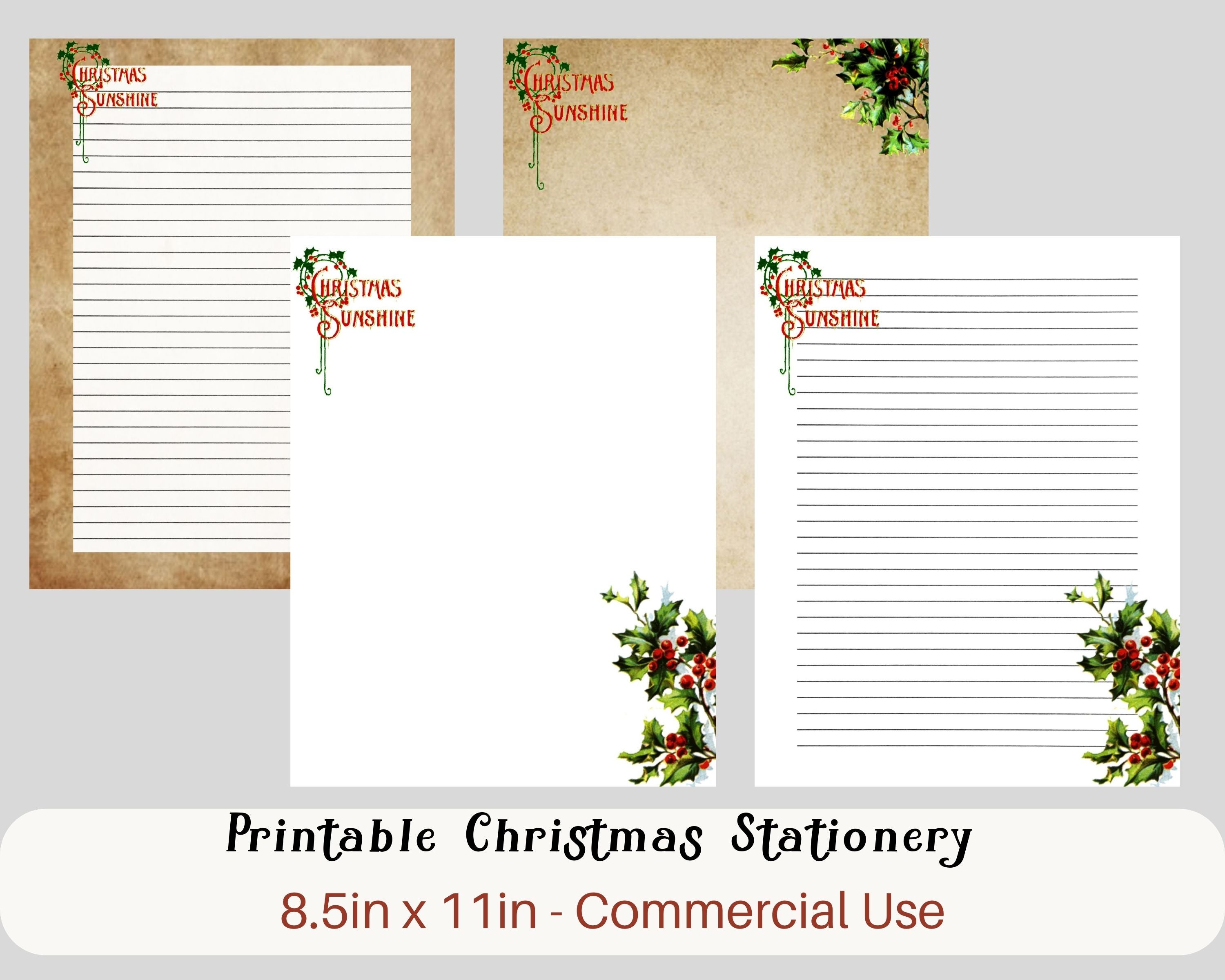 Printable Christmas Stationery, Christmas Letter Writing Paper ...