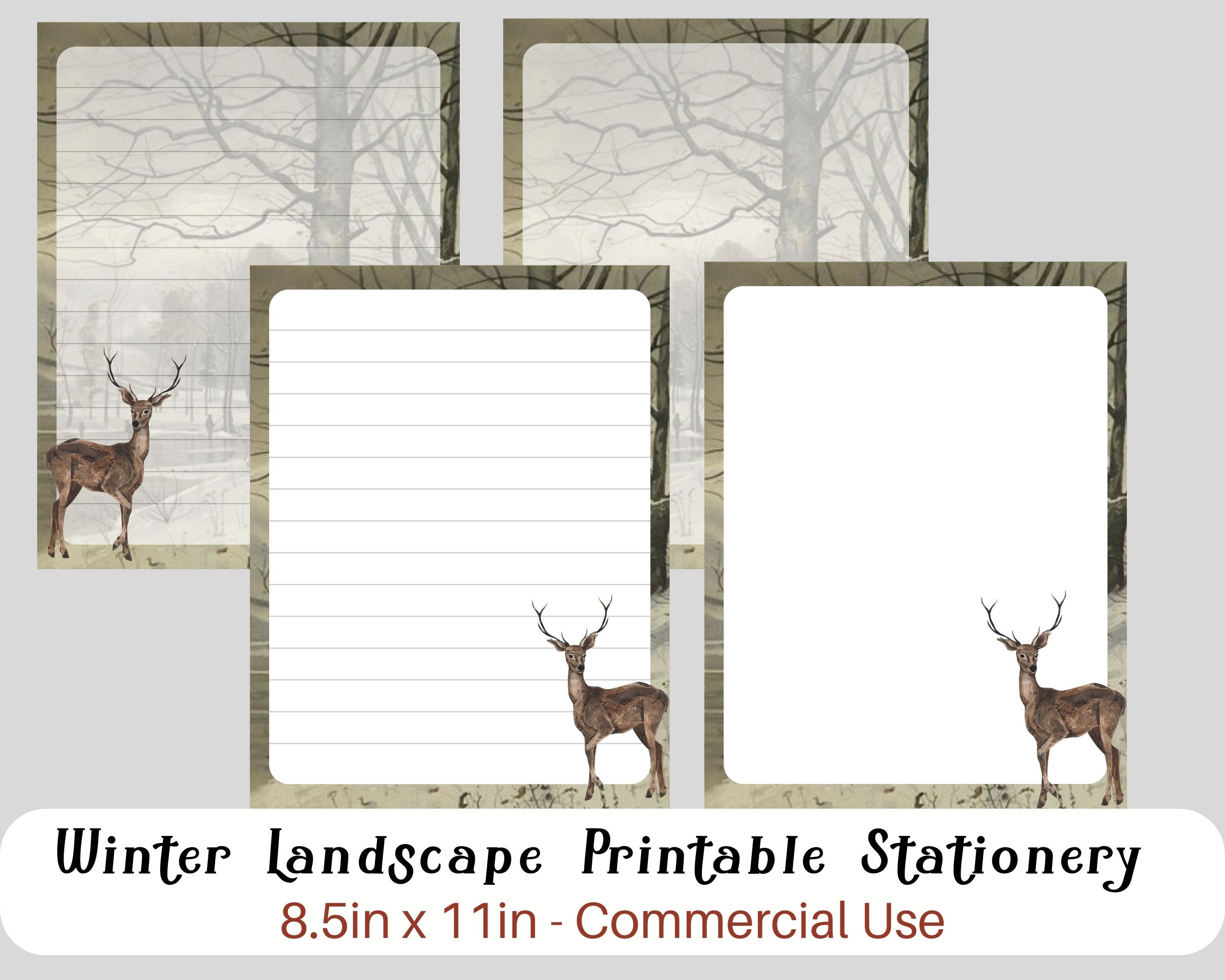 Winter Landscape Printable Stationery, Winter Landscape Writing Paper ...