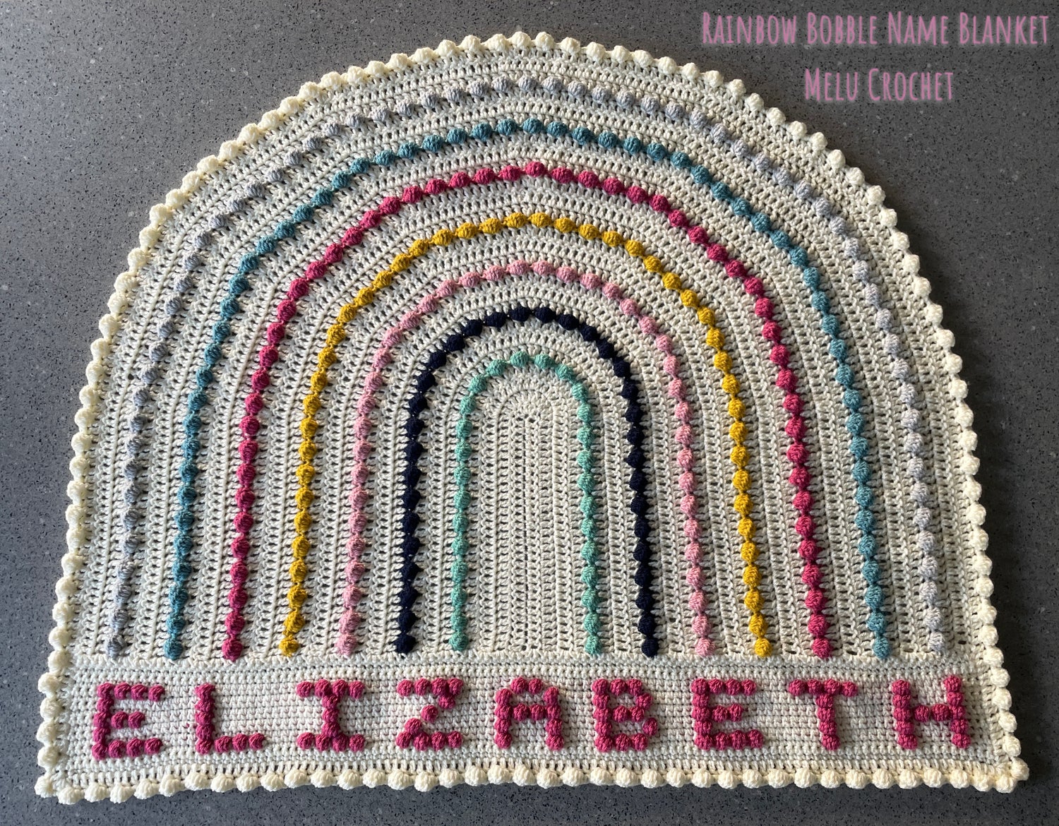 Rainbow Bobble Name Blanket Pattern by Melu Crochet -Customisable Rainbow blanket - Create a ...