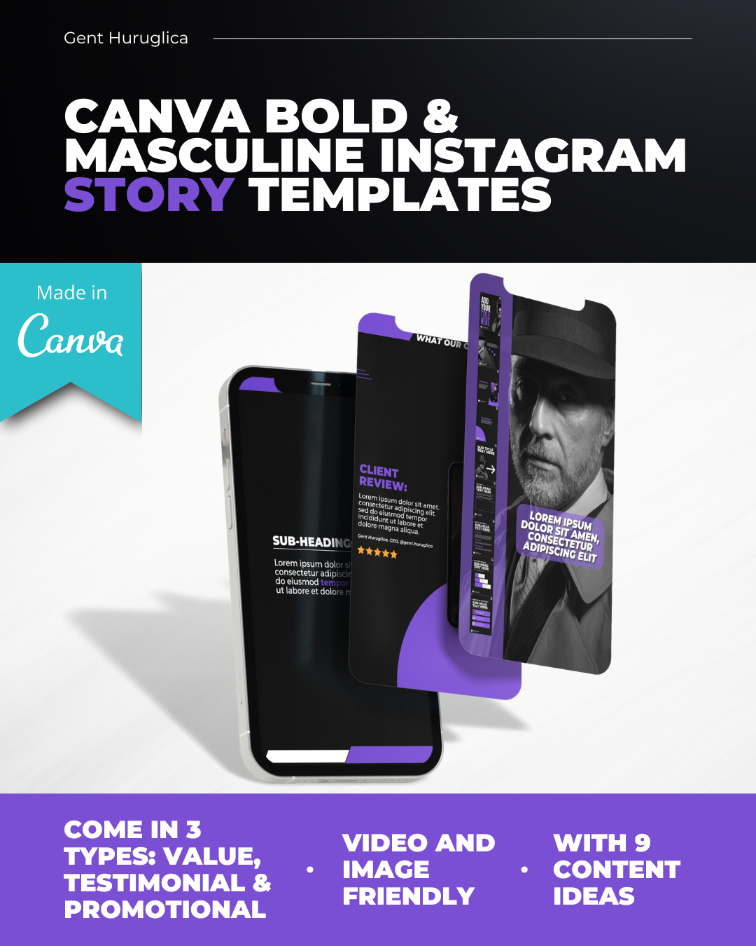 Canva Bold & Masculine IG Story Template - Payhip