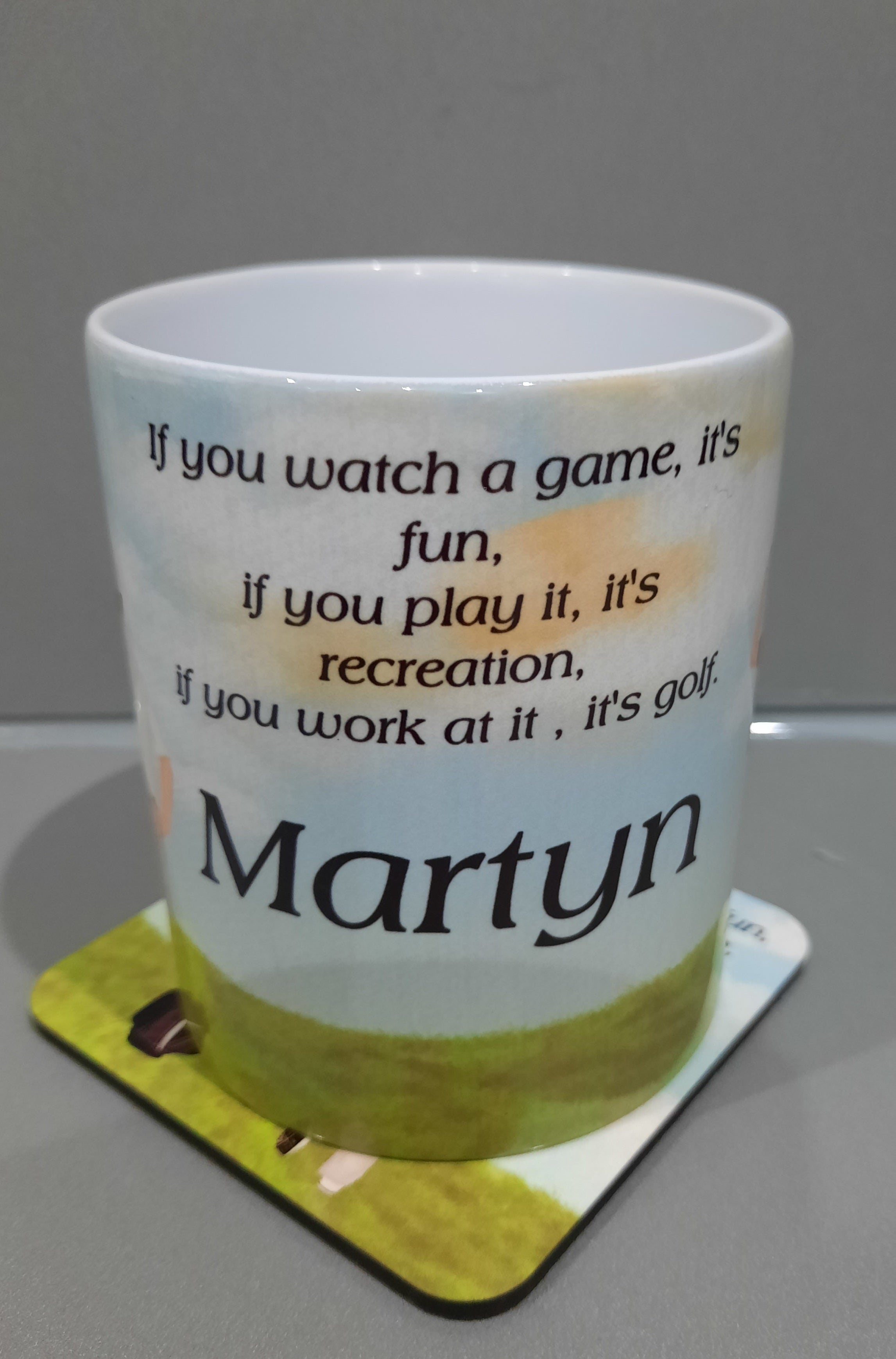 Personalised men's golf mug and coaster - Payhip