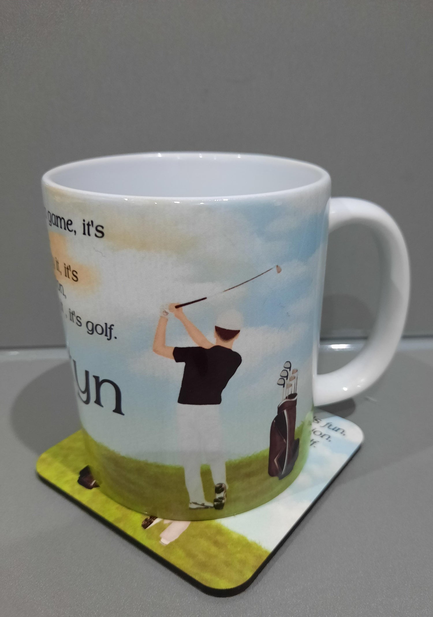 Personalised men's golf mug and coaster - Payhip