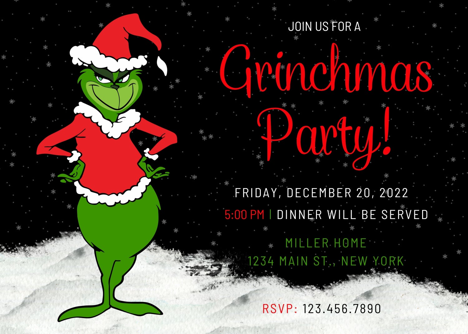 Christmas Party Invitation-Grinch christmas party invite-grinchmas ...