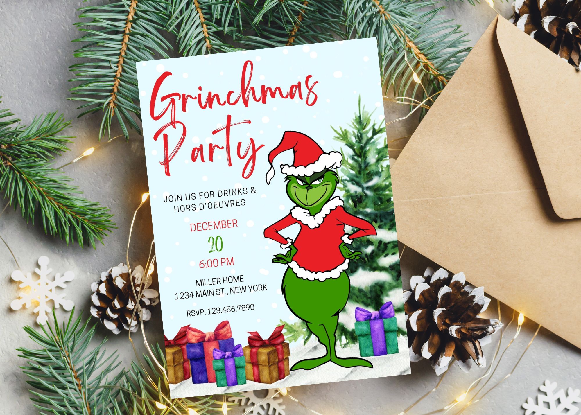 Christmas Party Invitation-Grinch christmas party invite-grinchmas ...
