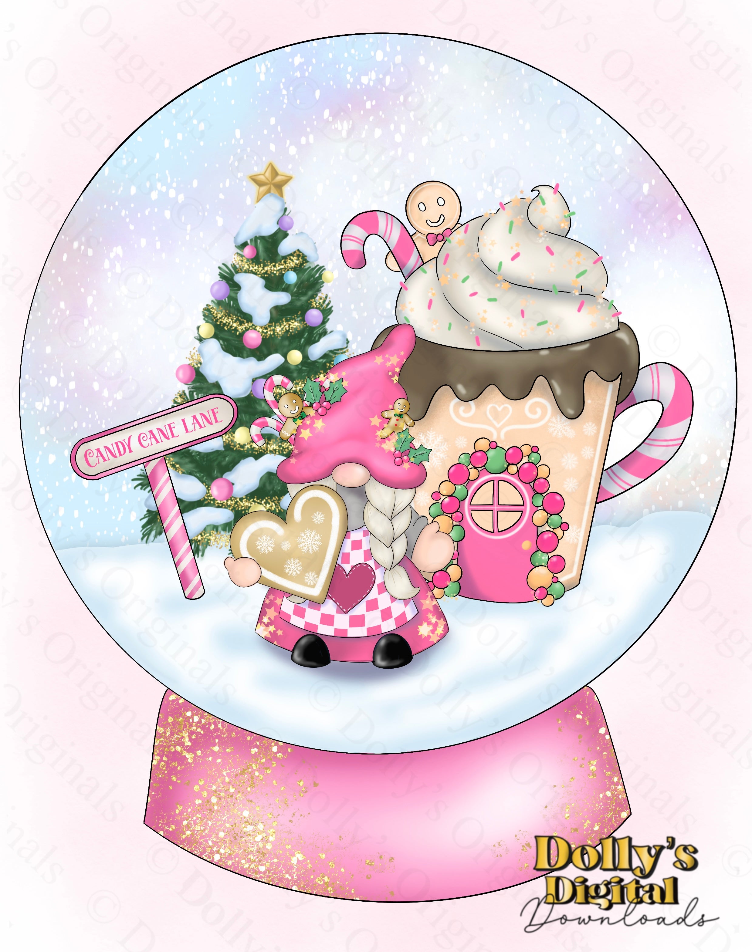 Pink Christmas Candy Cane Lane Gonk Snowglobe - Payhip
