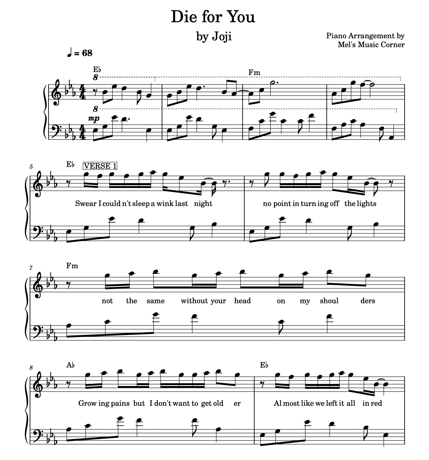 Die for You by Joji SHEET MUSIC or MIDI - Payhip