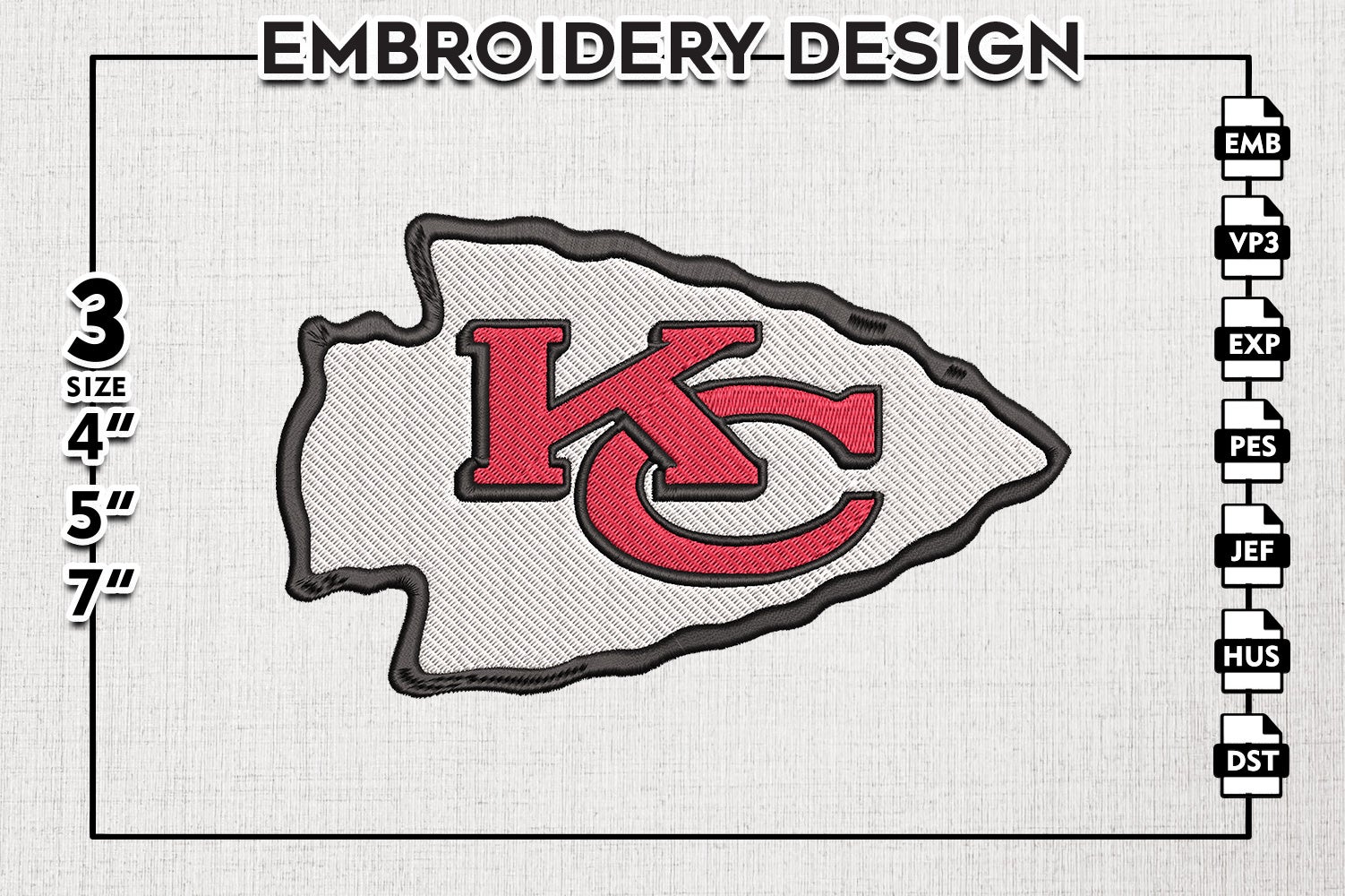Chiefs NFL Logo Embroidery Designs, Kansas-City Chiefs Football ...