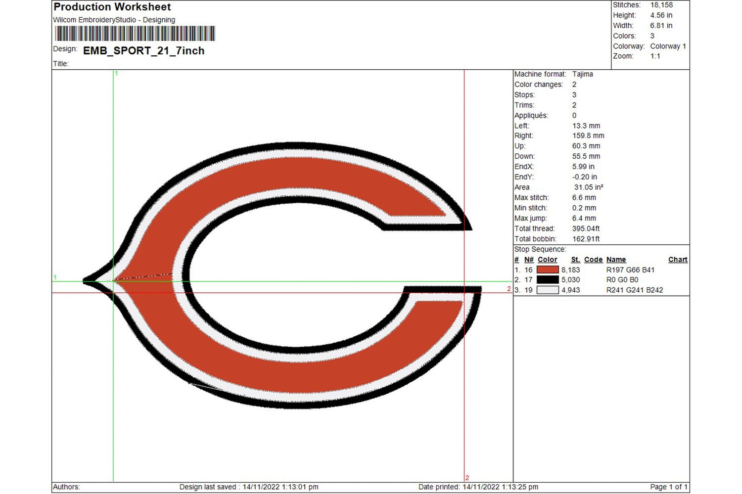 Chicago NFL Logo Embroidery Designs, Chicago-Bears Football Embroidery ...