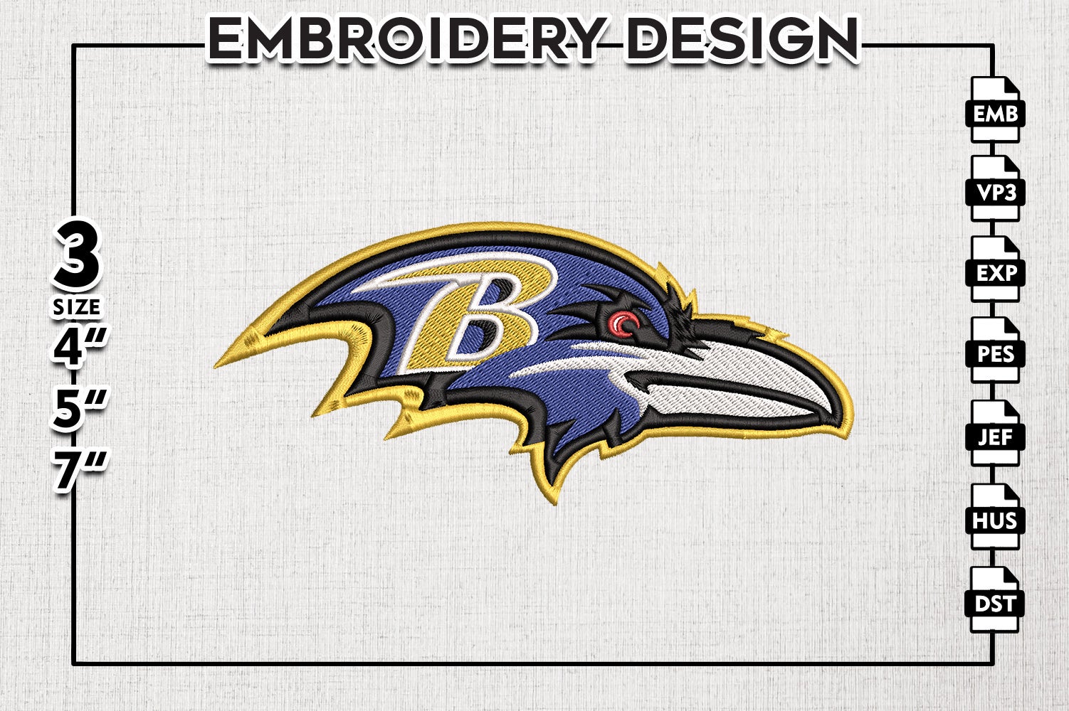 Ravens NFL Logo Embroidery Designs, Baltimore-Ravens Football ...
