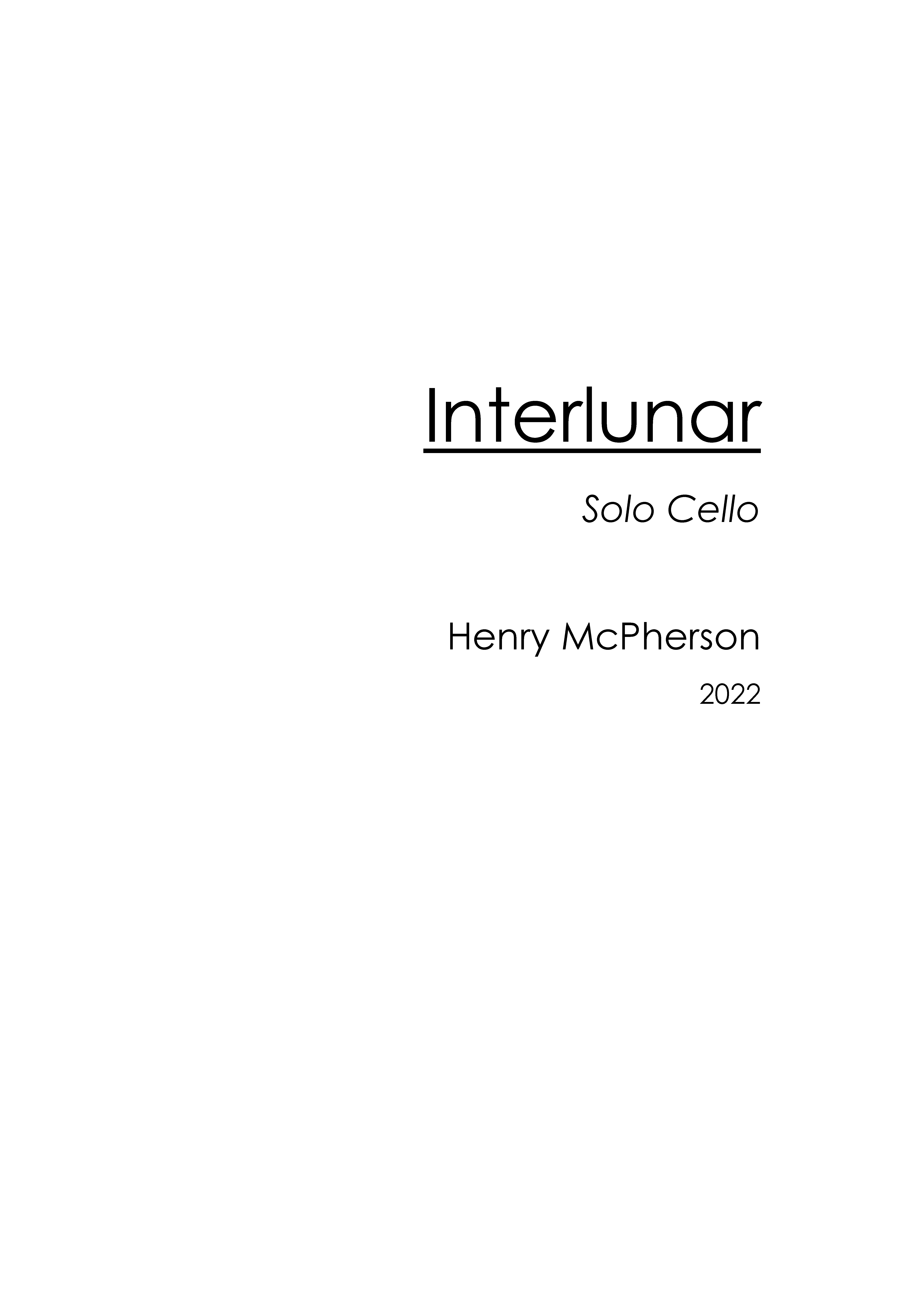 Interlunar (2022) - Solo Cello - PDF Score - Payhip