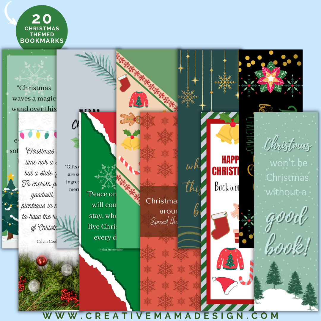 20 Christmas Themed Bookmarks - PRODUCT 182 - Commercial Use Included ...
