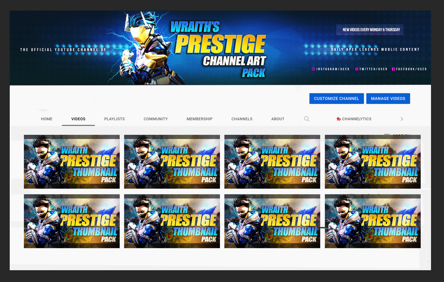 Apex Legends Wraith Prestige Thumbnail & Channel Art - BUNDLE - Payhip