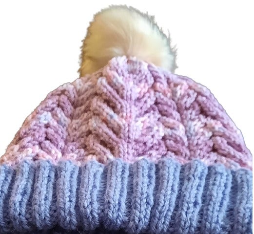 Handmade Mottled Pink and Purple Aran Hat - Payhip