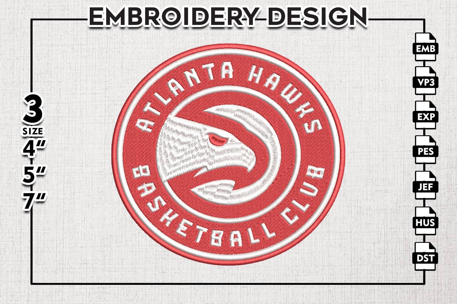 Atlanta-Hawks Basketball Team Embroidery Design, Atlanta-Hawks Logo NBA ...