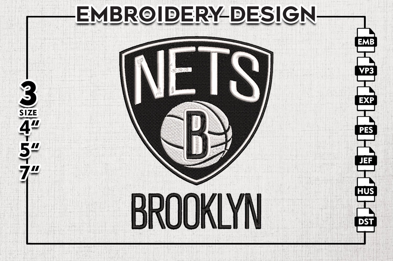 Brooklyn-Nets Basketball Team Embroidery Design, Brooklyn-Nets Logo NBA ...